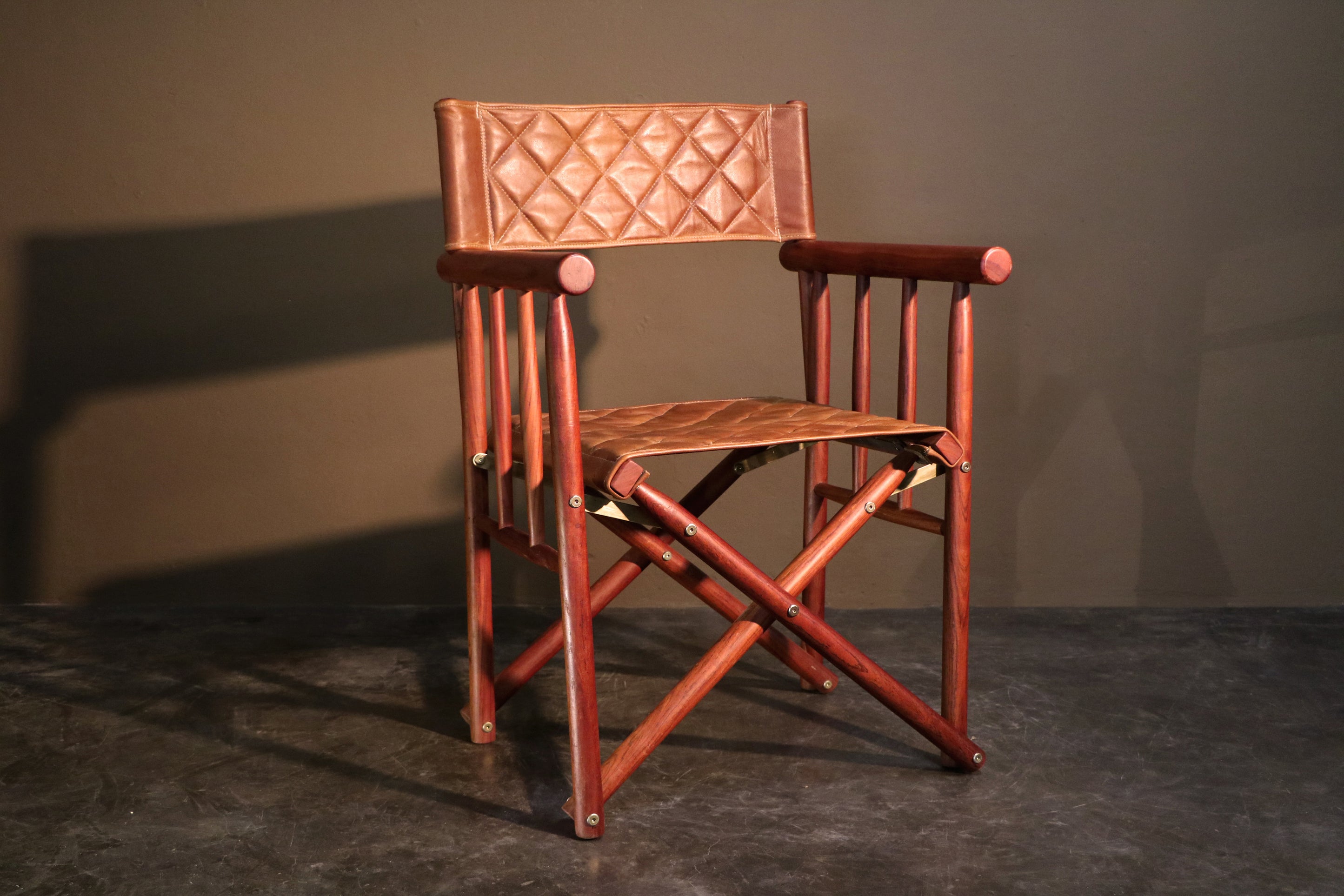 African Teak Quilted Leather Director's Chair | Artisanal Luxury ...