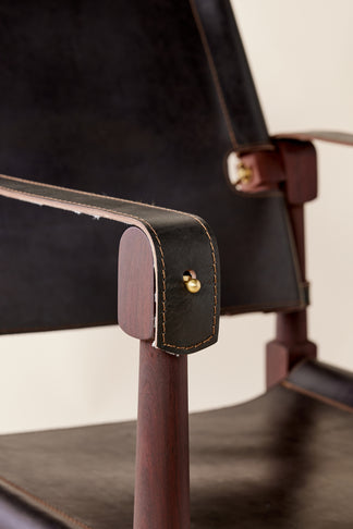 Roorkhee Portable Leather Arm Chair | Handcrafted Mahogany Campaign ...