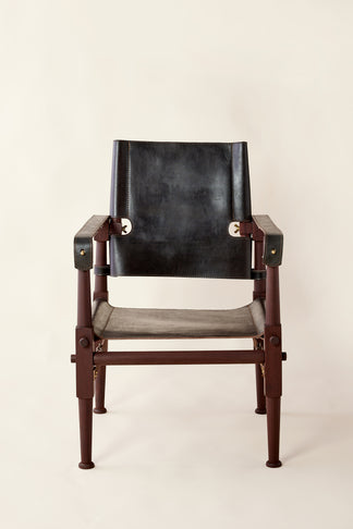 Roorkhee Portable Leather Arm Chair | Handcrafted Mahogany Campaign ...