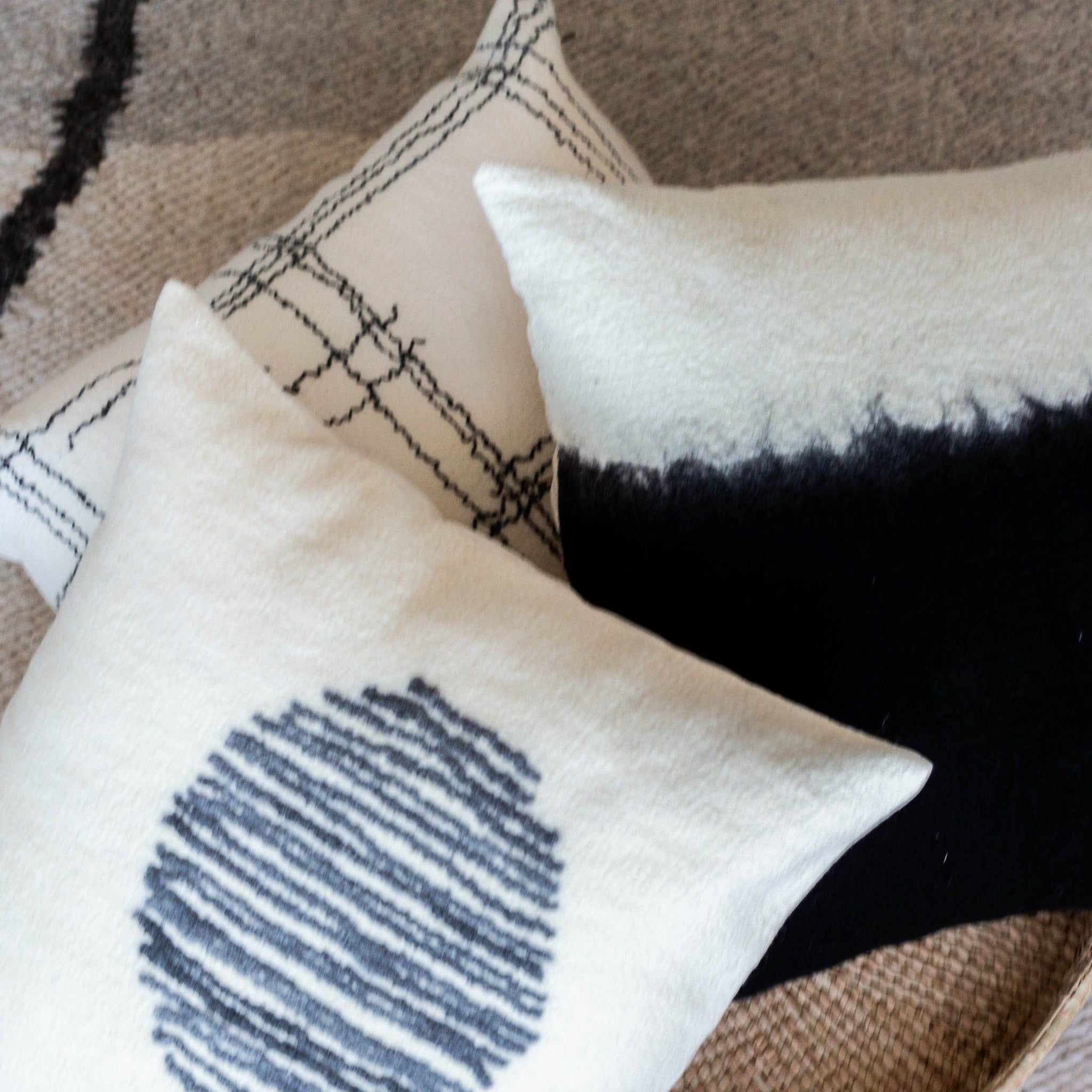 Merino Wool Eclipse Throw Pillow | Hand-Felted 20"L x 20"H Square ...