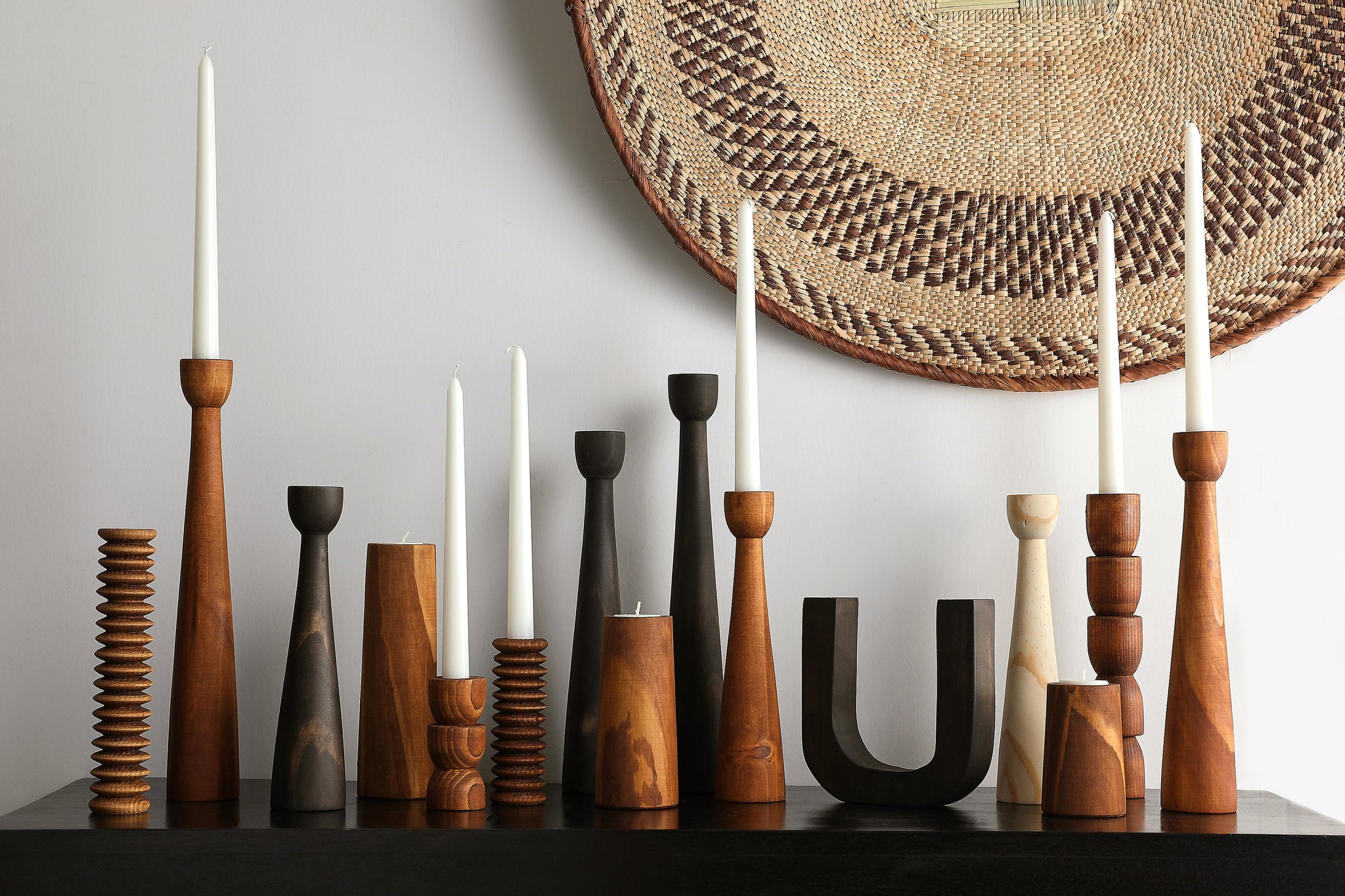 Totem Pine Wood Taper Candlestick Holder – Kanju Interiors